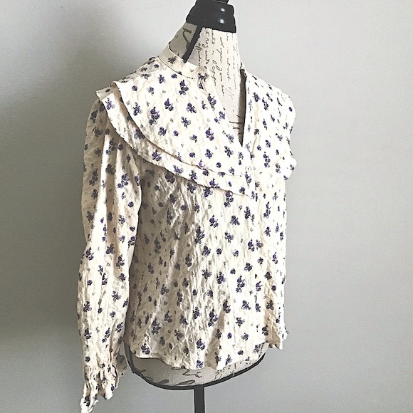 Zara | Tops | Zara Ruffle Blouse Floral Print New With Tag | Poshmark